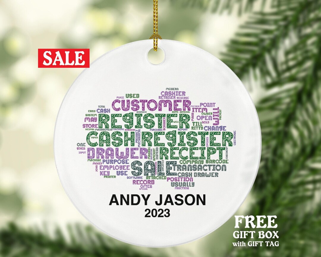 Cash Register Word Art Christmas Ornament Personalized - Coworker ...