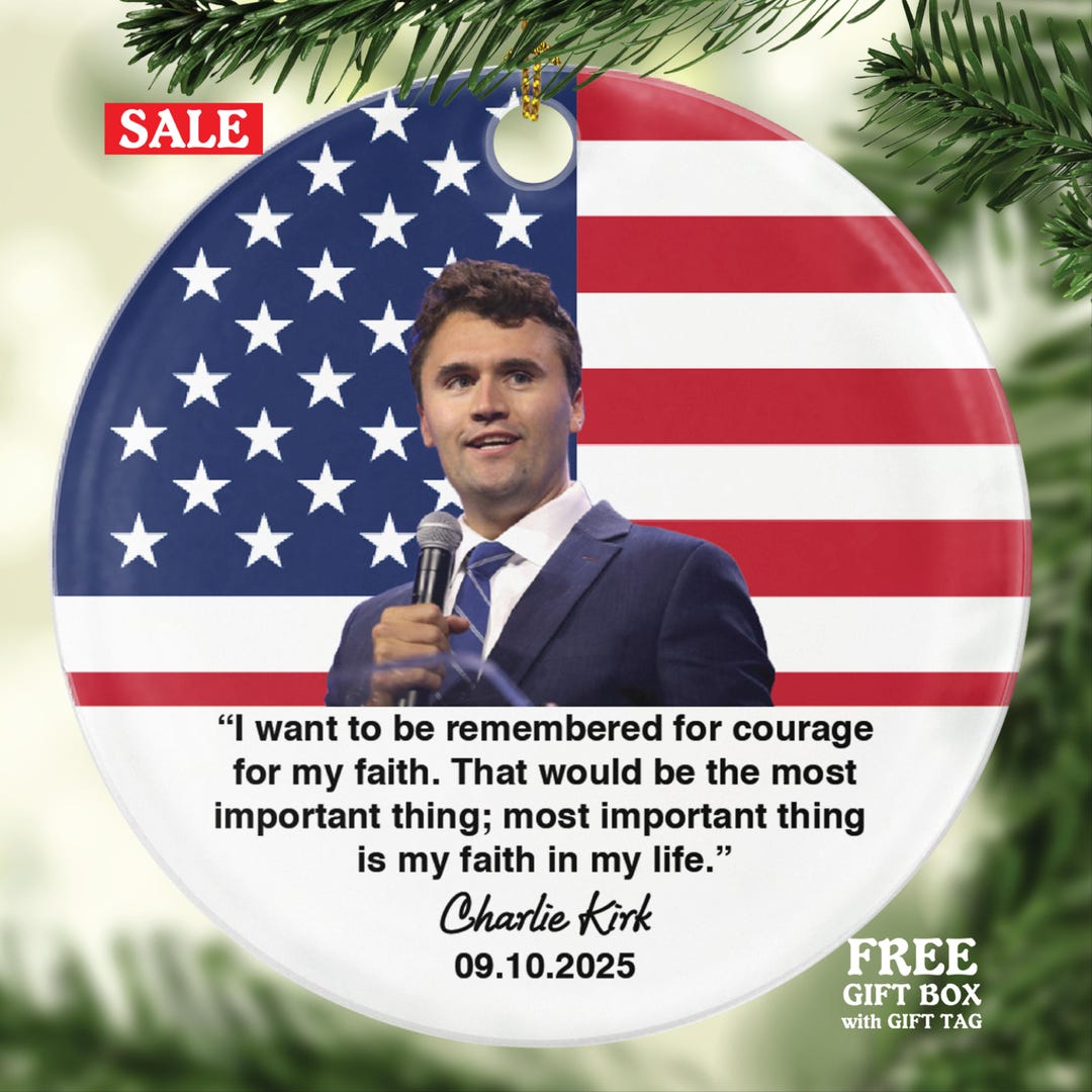 Charlie Kirk Memorial Christmas Ornament, Conservative Holiday Decor ...