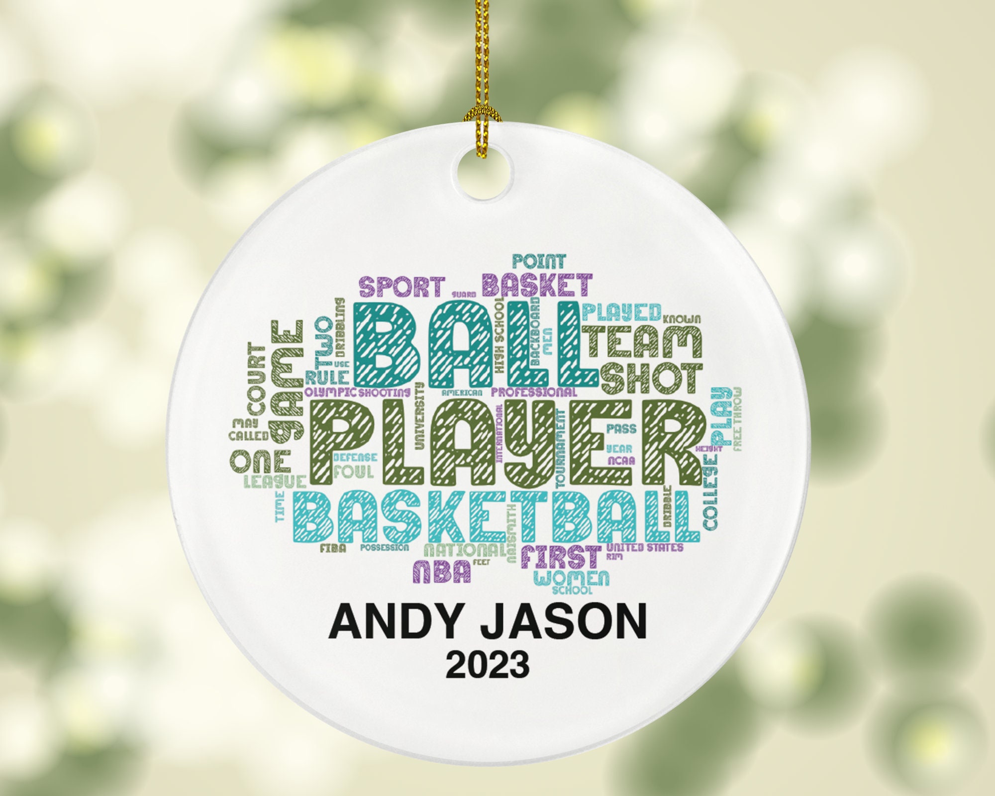 Basketball Player Word Art Christmas Ornament Personalized Coworker ...