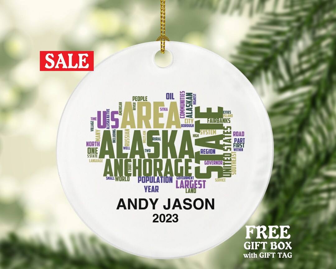 Alaska Christmas Ornament Personalized - AK Family Engagement Married ...