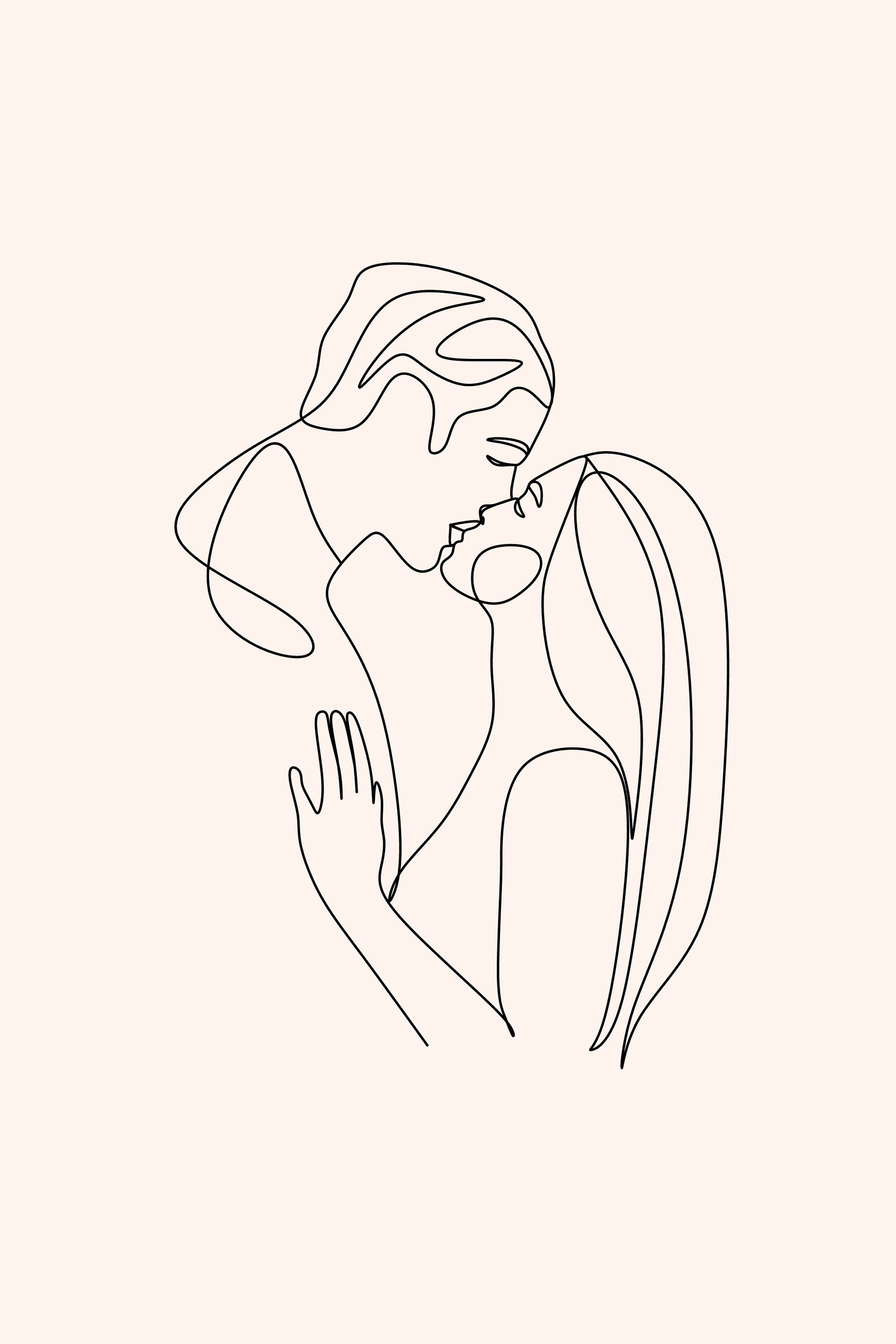 Digital Line Drawings Set: Romantic Couples, Love & Relationship ...