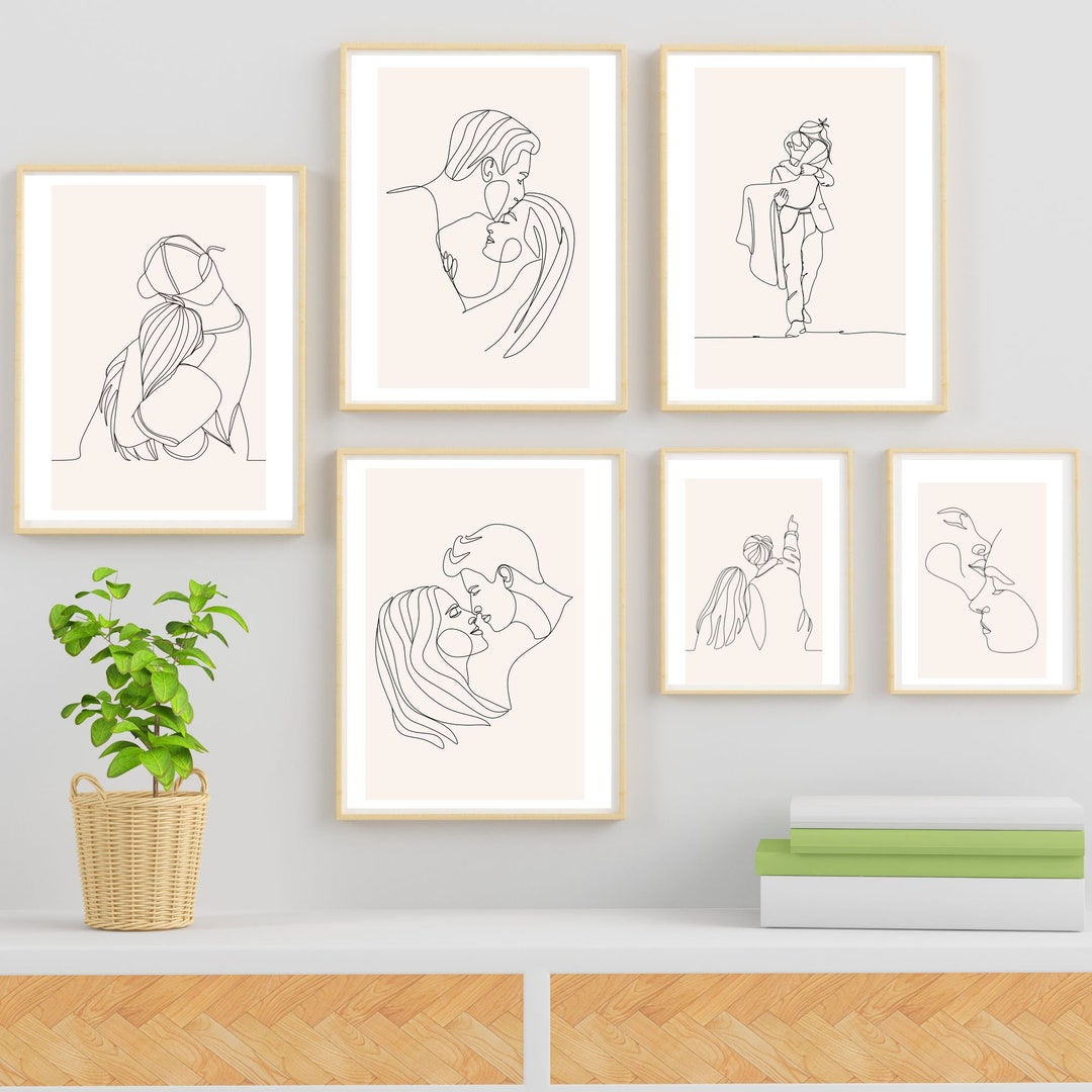 Digital Line Drawings Set: Romantic Couples, Love & Relationship ...