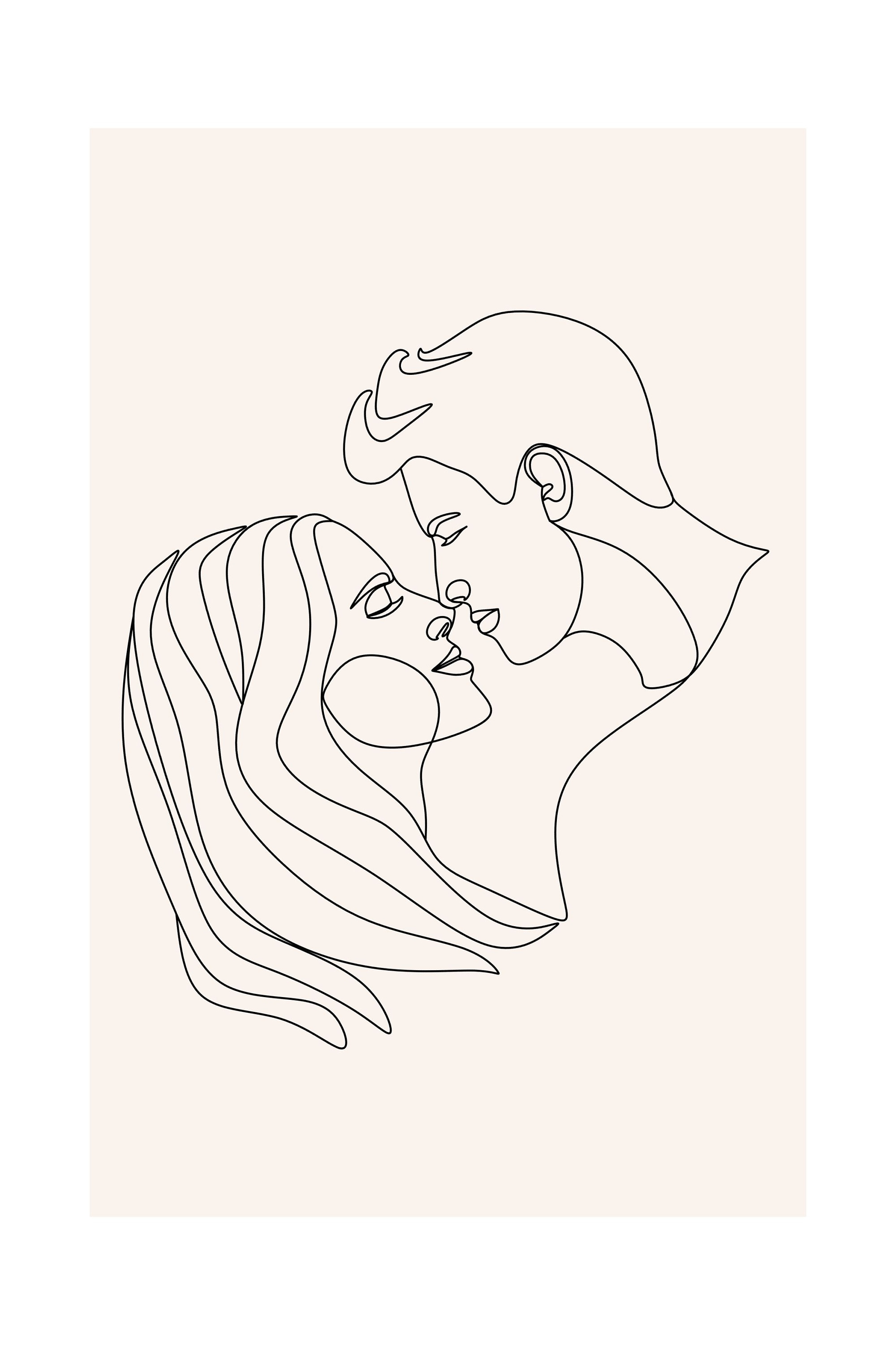 Digital Line Drawings Set: Romantic Couples, Love & Relationship ...