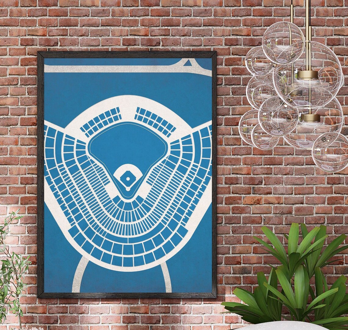 LA Dodgers Stadium Art Print, Minimalist Baseball Stadium (digital ...