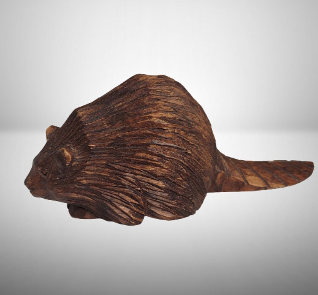 Vintage Hand Carved Signed Wooden Beaver Long Tail 5 3/4 X 2 - Etsy