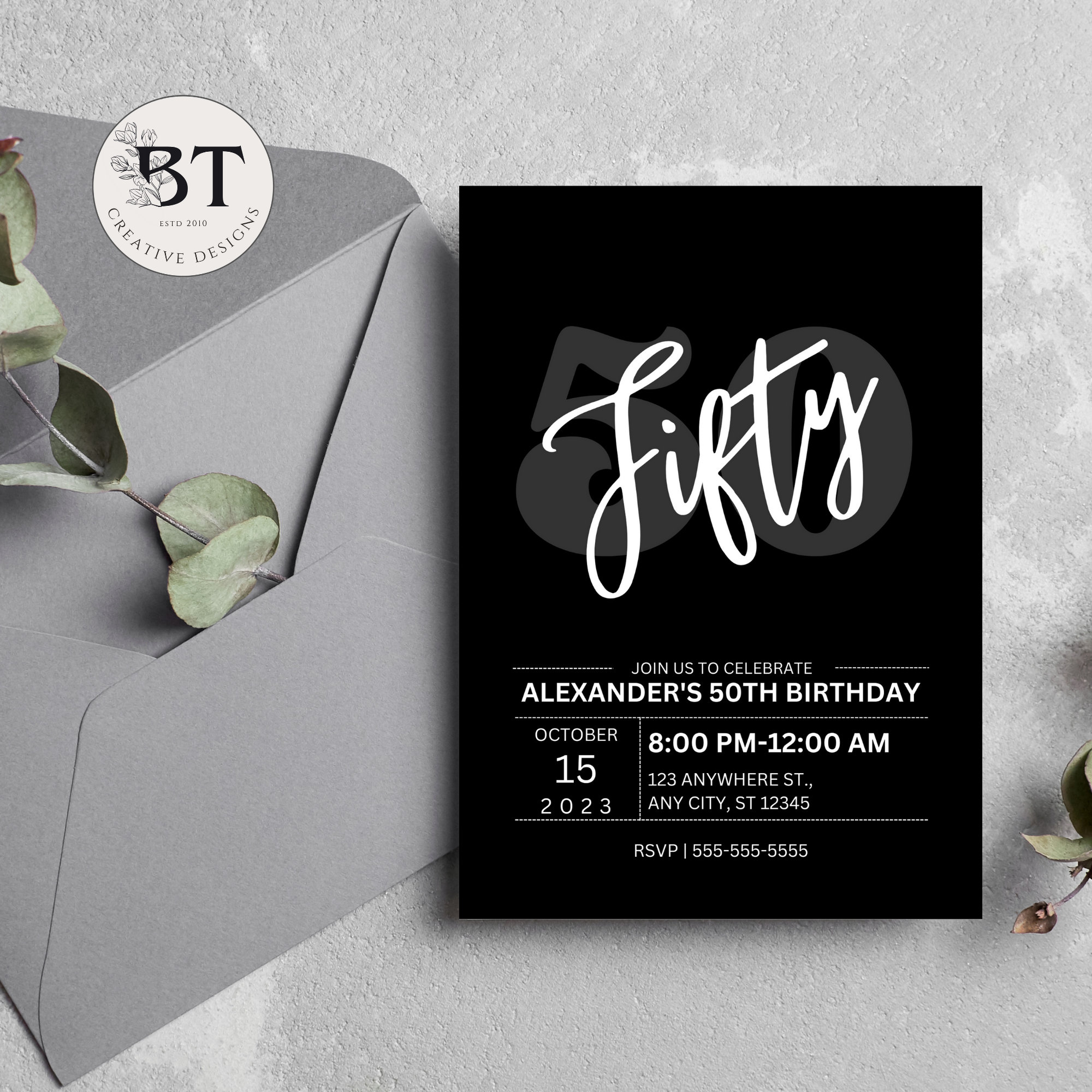 Editable 50th Birthday Party Invitation Fifty Birthday Invite - Etsy