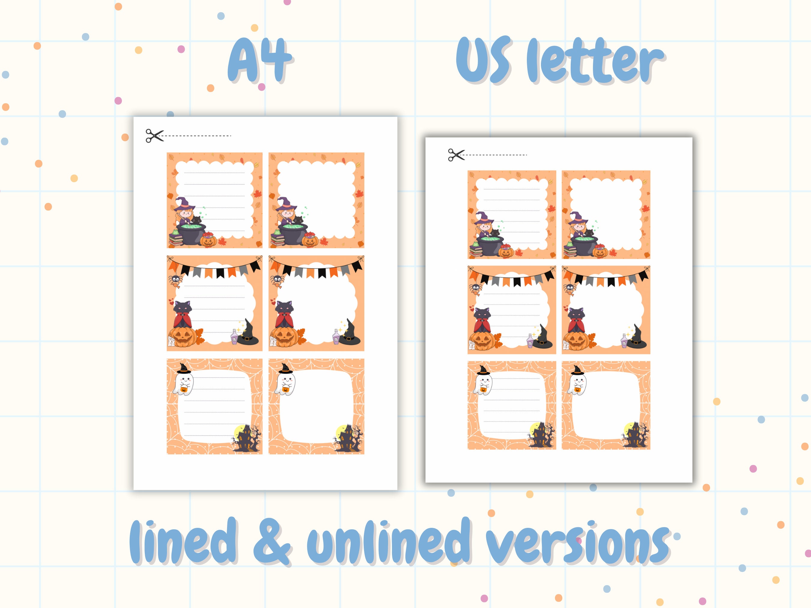 Printable Cute Halloween Notepad PDF Kawaii Orange Memopad PNG Memo ...
