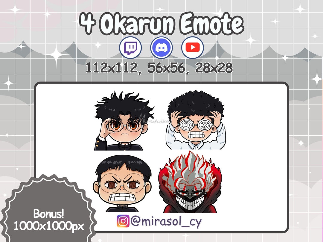 4 Ken Emotes for Twitch, Discord, Youtube, Angry, Afro, Cool, Anime Guy ...