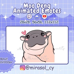 Animated Moo Deng Hippo Emotes, Kawaii Hippopotamus Discord Emote, Cute ...