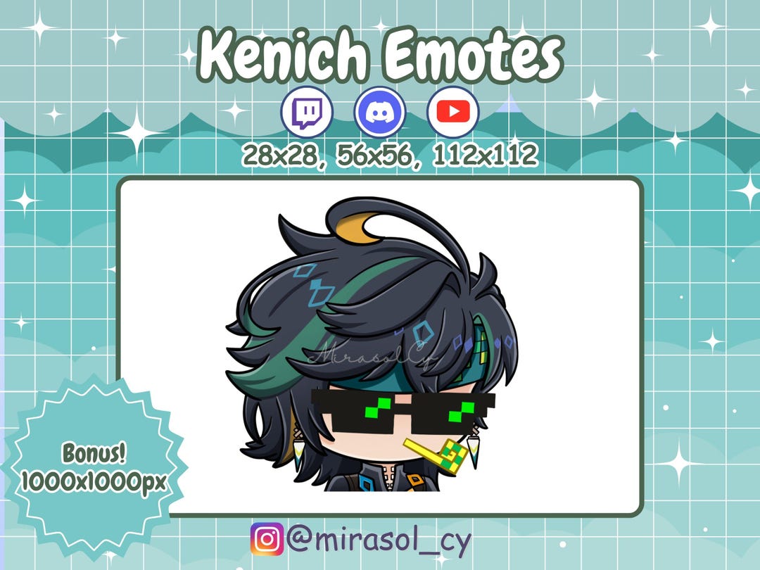 Kenich Genshin Impact Twitch Emotes, Cool Guy With Shades Discord Emote ...