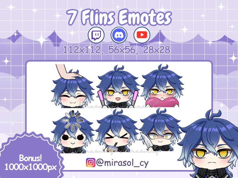 7 Flins Twitch Emotes, Genshin Impact Discord Emote, Ready to Use ...