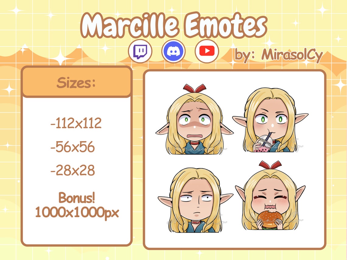 Cute Marcille Discord Emotes, Dungeon Meshi Twitch Emote Pack ...