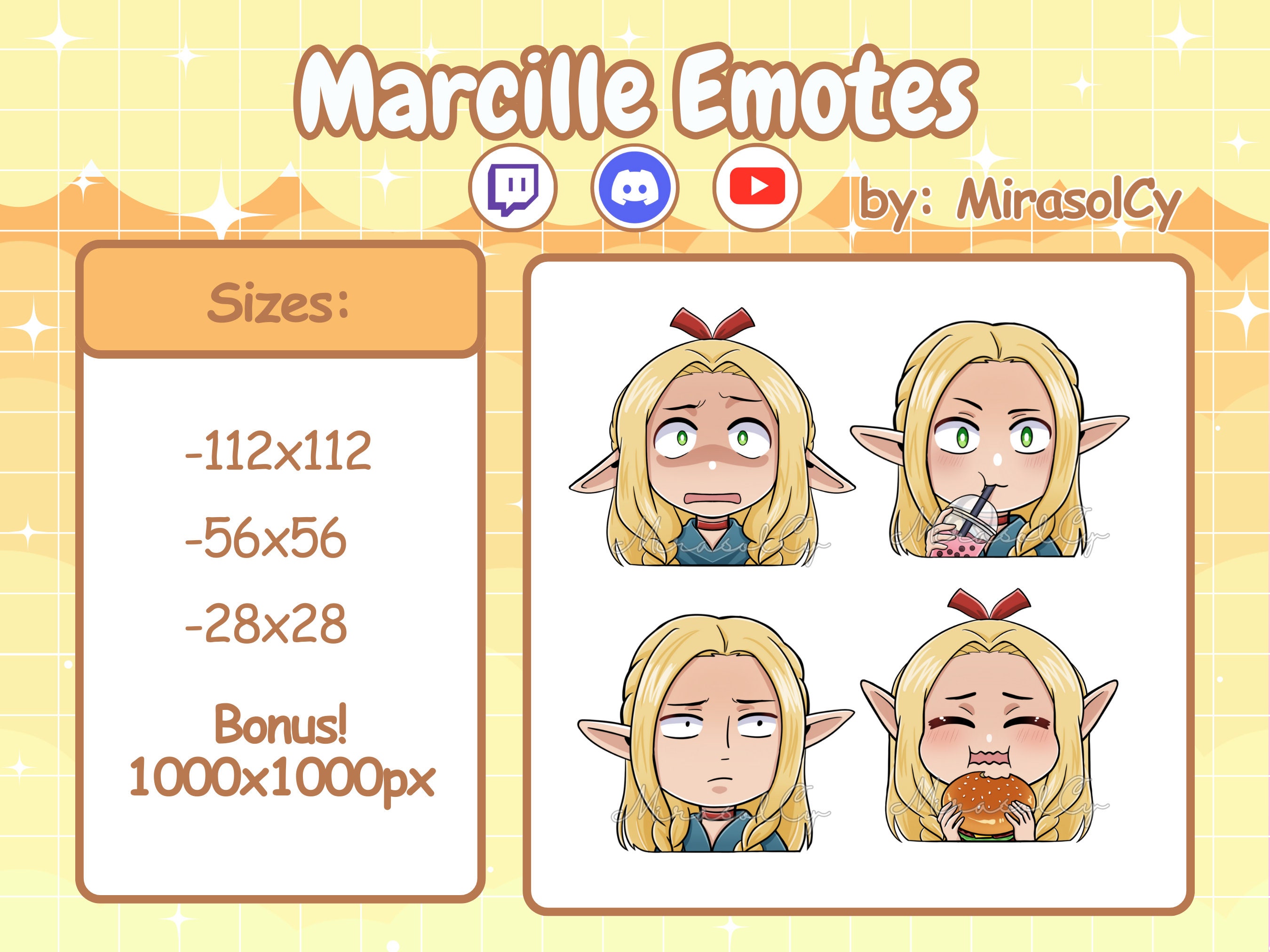 Cute Marcille Discord Emotes, Dungeon Meshi Twitch Emote Pack ...