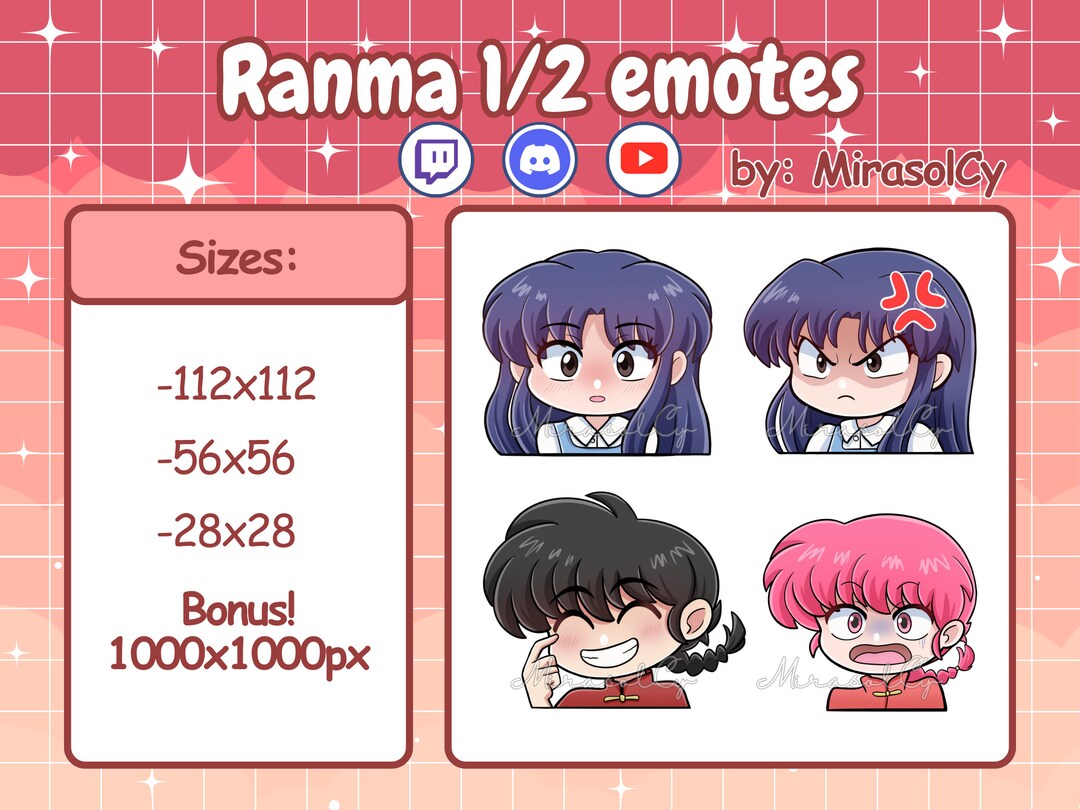 Ranma Saotome and Akane Tendo Emote Pack | Ranma 1/2 Twitch Emotes ...