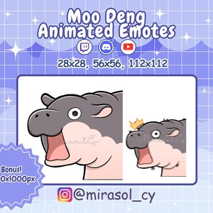 Animated Moo Deng Hippo Emotes, Kawaii Hippopotamus Discord Emote, Cute ...