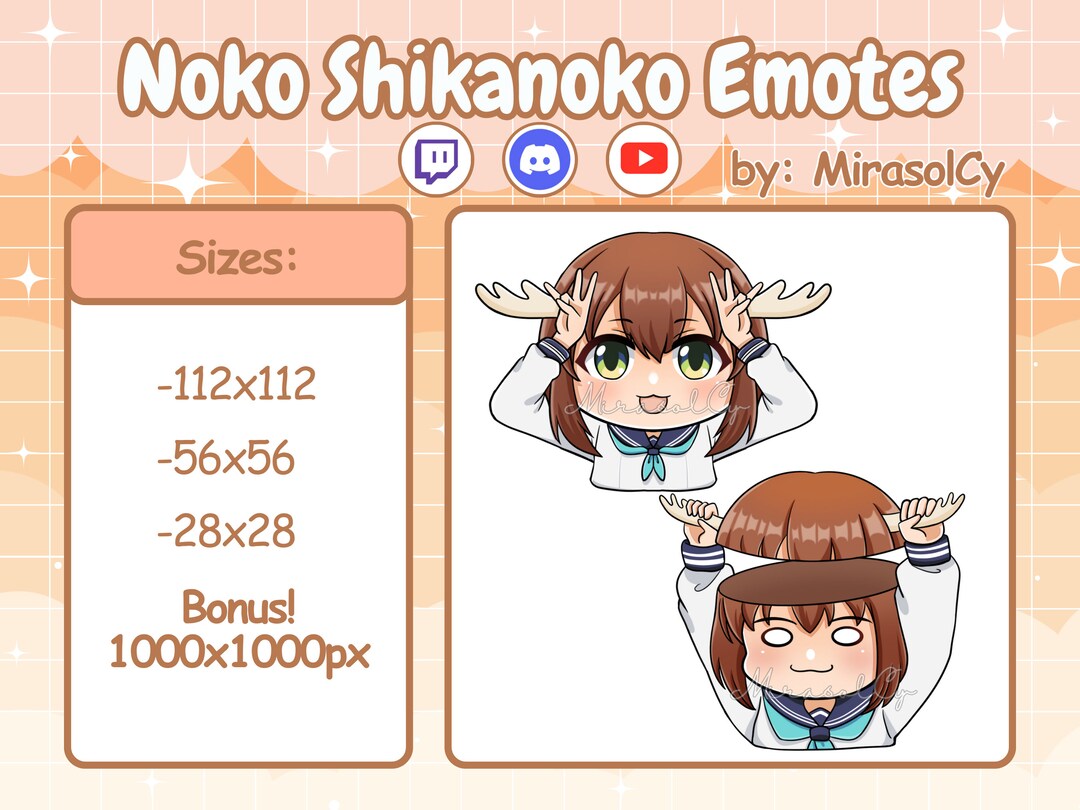 Noko Shikanoko Emotes, My Deer Friend Nokotan Twitch Emotes, Anime Girl ...