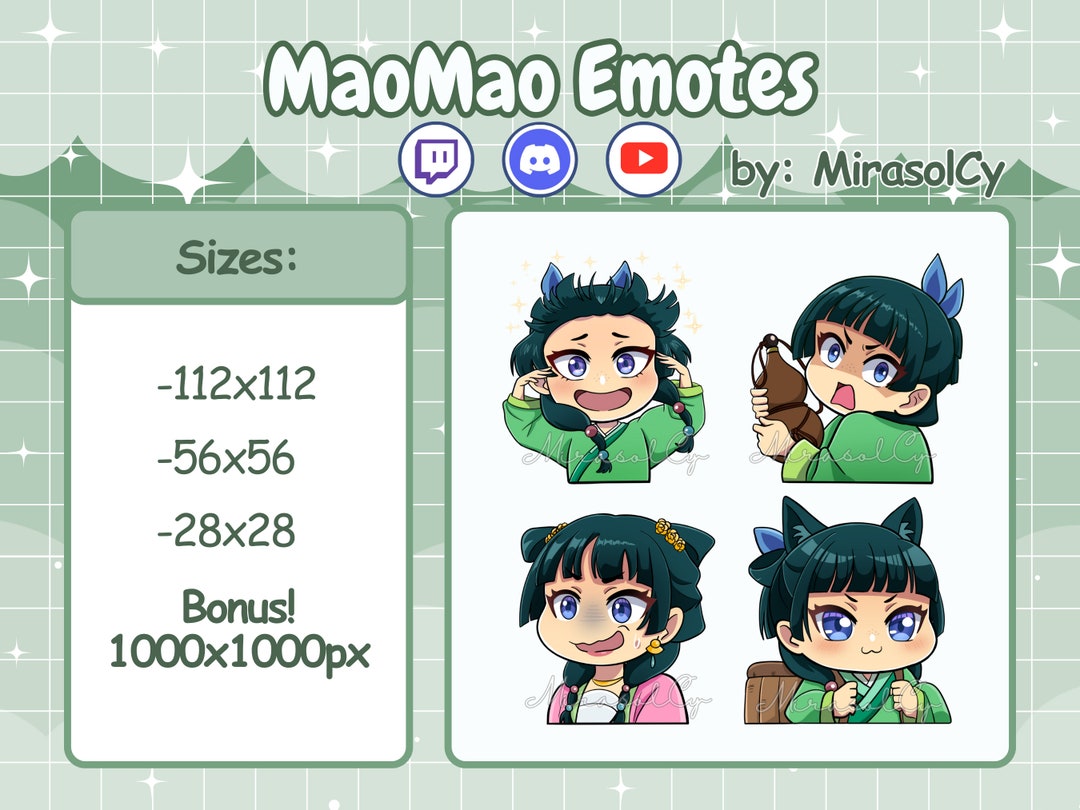 Mao Mao Emotes | the Apothecary Diaries Twitch Emote Pack | Kusuriya No ...