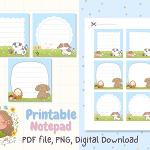 Kawaii Dog Memopad Cute Printable Notepad Sticky Note Blue - Etsy