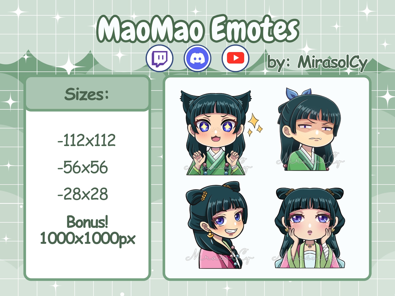 Mao Mao Emotes, Apothecary Anime Girl Kawaii Chibi Twitch, Discord ...