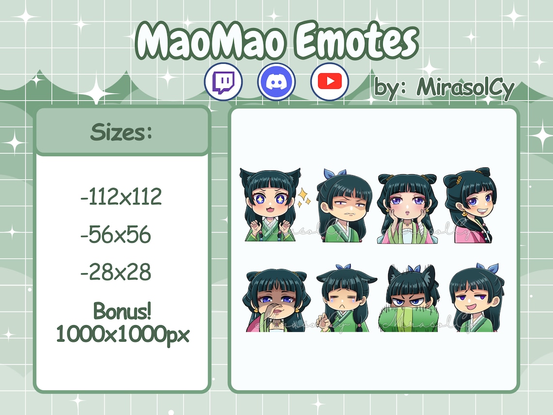 Mao Mao Emotes | the Apothecary Diaries Emote Pack | Kawaii Twitch ...