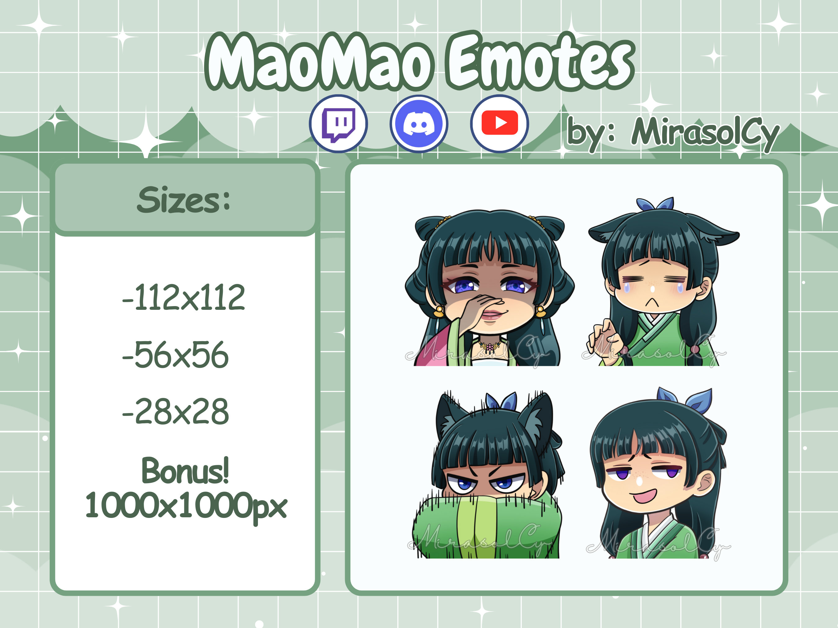Mao Mao Emotes | the Apothecary Diaries Emote Pack | Kawaii Twitch ...