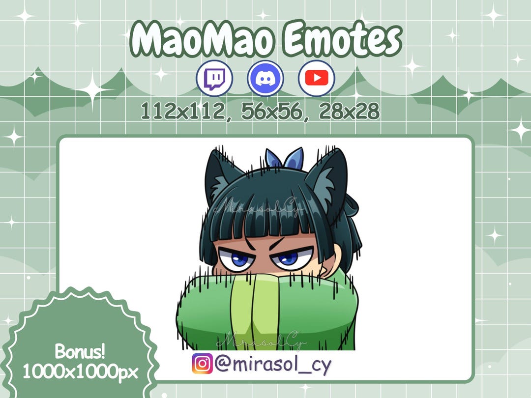 Mao Mao Cat Emotes, Angry Maomao, the Apothecary Diaries Twitch Emotes ...