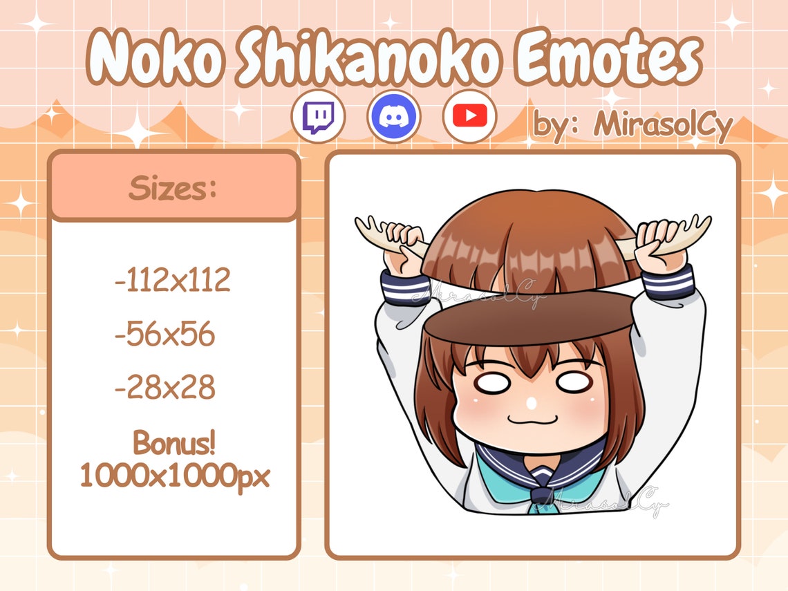 Noko Shikanoko Emote, My Deer Friend Nokotan Twitch Emotes, Anime Girl ...