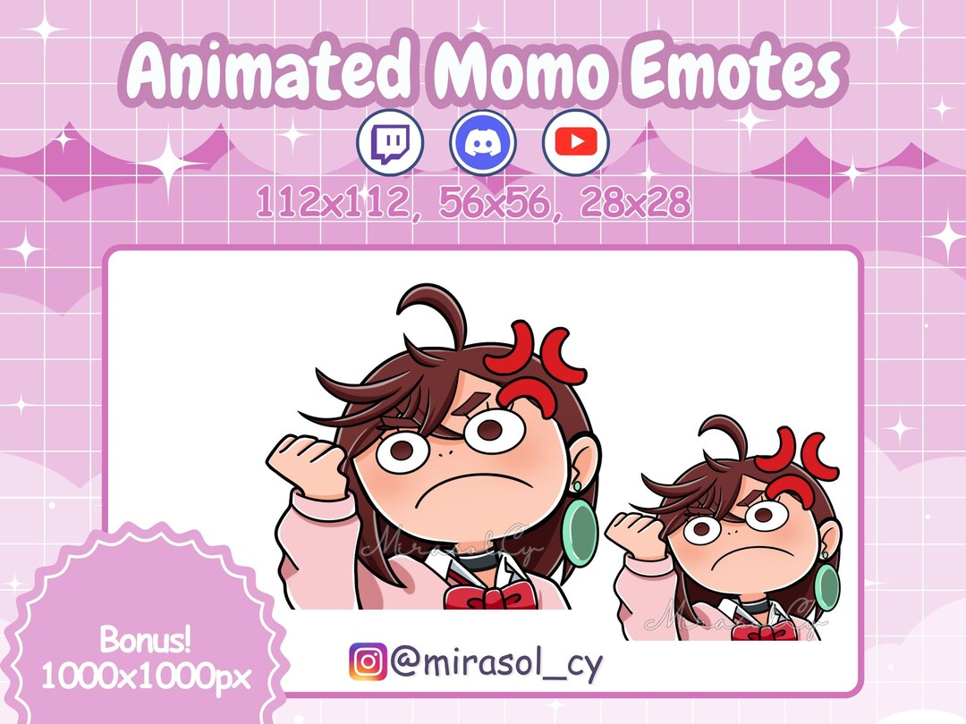 Animated Angry Momo Twitch, Discord, Youtube Emotes, Funny Anime Girl ...