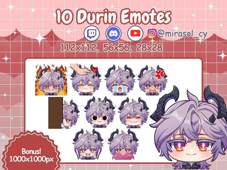 10 Durin Twitch Emotes, Genshin Impact Discord Emote, Ready to Use ...
