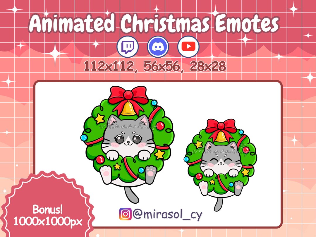 Animated Christmas Cat Emotes, Kawaii Kitty Twitch, Discord, Youtube ...