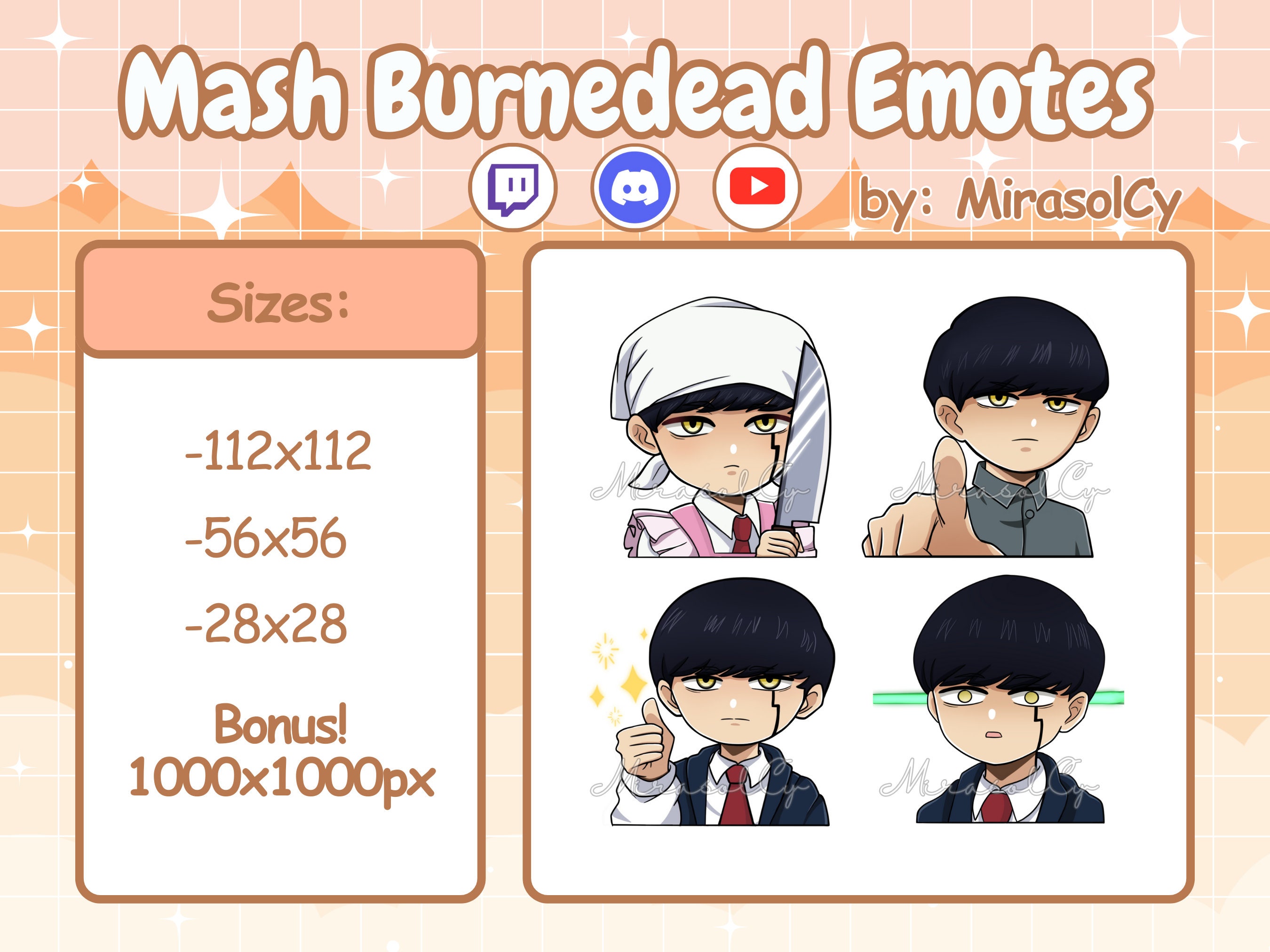 Mash Twitch Emotes, Anime Guy Discord Emote Pack (instant Download) - Etsy