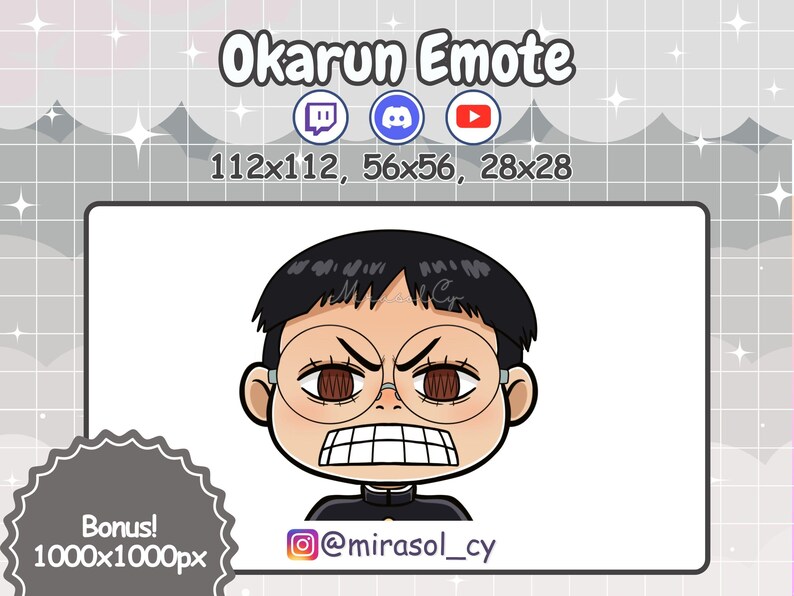 Ken Takakura Angry Emotes, Okarun Twitch, Discord, Youtube Emotes ...