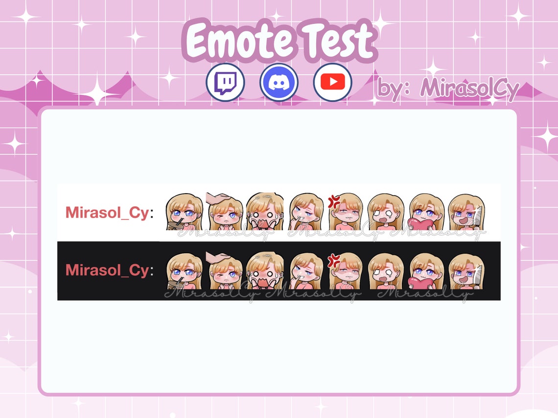 Kawaii Blonde Girl Chibi Twitch Emotes Blue Eyes Yellow Hair Discord ...