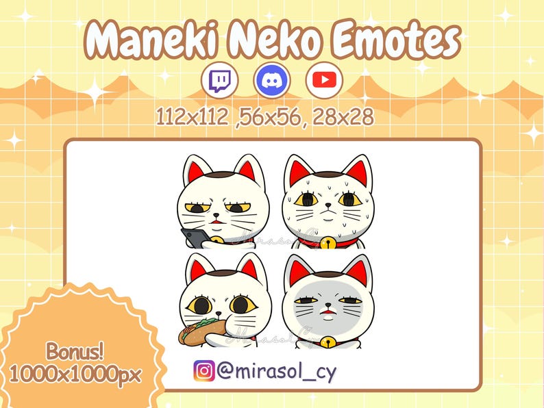 Maneki Neko Twitch, Discord, Youtube Emotes, Cat Emotes, Granny Emote ...