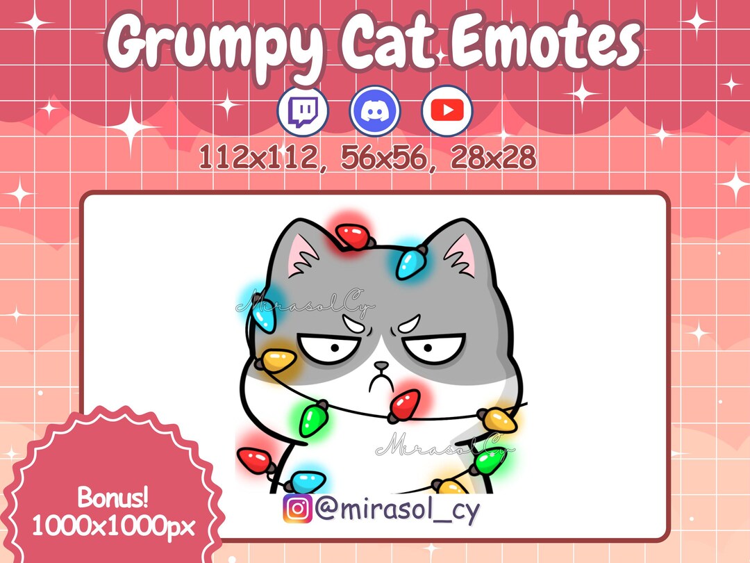 Grumpy Cat Christmas Emotes, Kawaii Mad Kitty Twitch/ Discord/ Youtube ...
