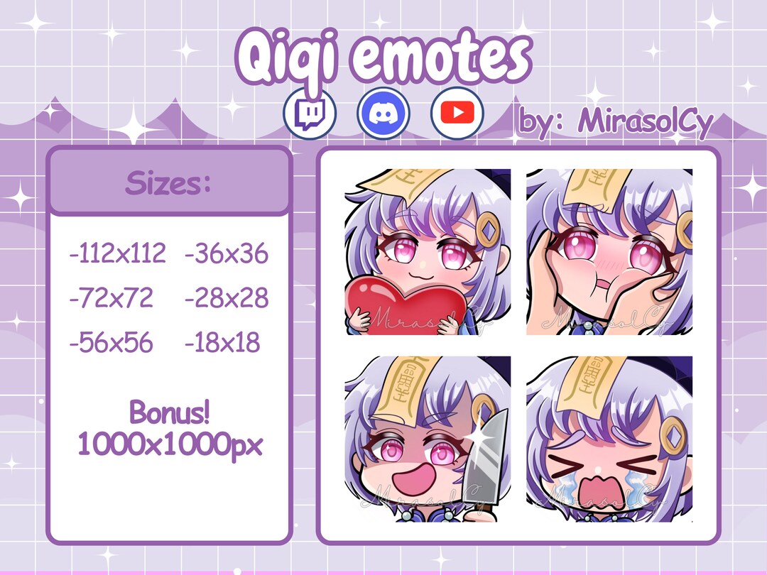 Qiqi Twitch Emotes Genshin Impact Discord, Youtube Kawaii Chibi Emotes ...