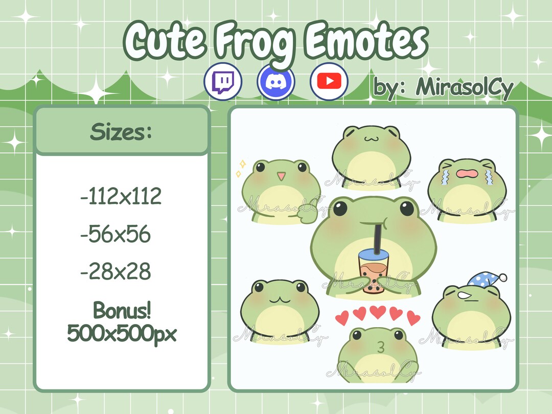 Kawaii Frog Emotes | Cute Emotes Pack for Twitch, Discord, Youtube ...