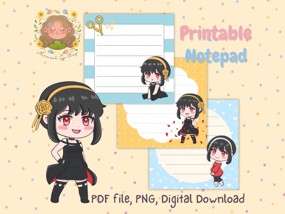 Cute Anime Printable Memopad Yor Forger Notepad Chibi Spy - Etsy