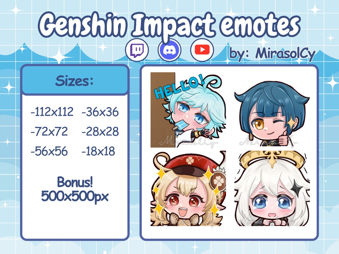 Genshin Impact Emotes Pack Xingqiu, Chongyun, Klee, and Paimon Emotes ...
