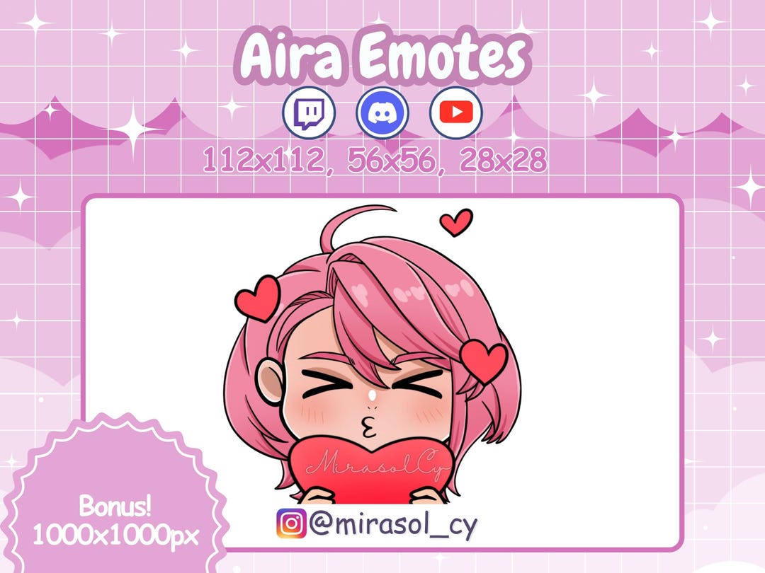 Aira Shiratori Twitch, Discord, Youtube Emotes, in Love Girl Emotes ...