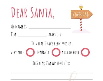 Pink Personalized Kids Christmas Wishlist Digital Download, Pink ...