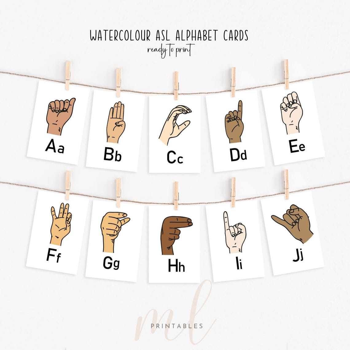 ASL Alphabet Flashcards | Learn Sign Language | Digital Download - Etsy