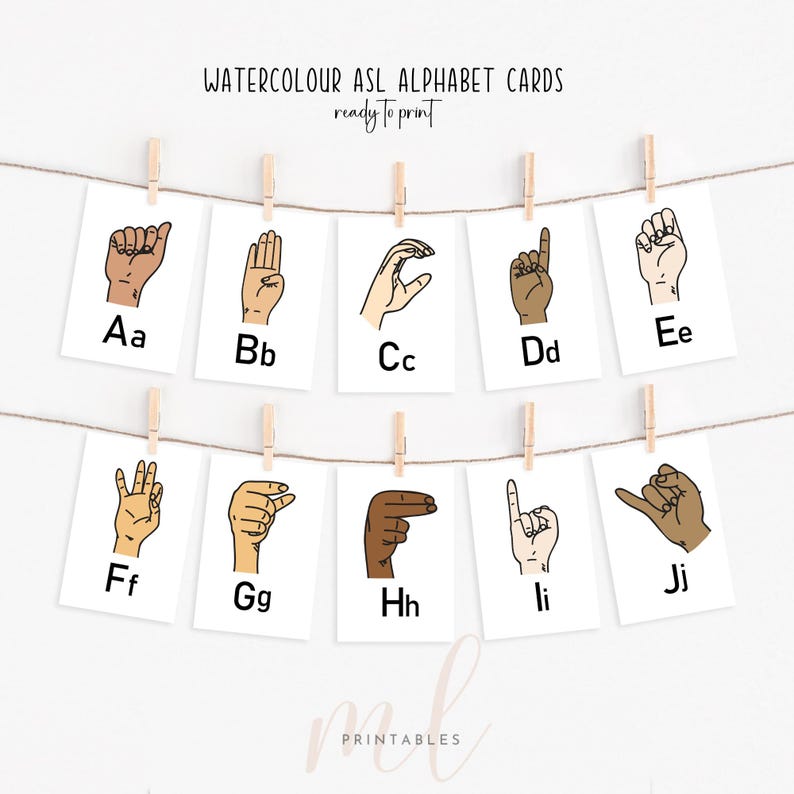 ASL Alphabet Flashcards | Learn Sign Language | Digital Download - Etsy