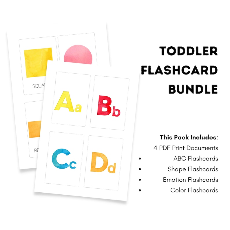 Printable Toddler Flashcard Bundle | ABC Flashcards | Shapes, Colors ...