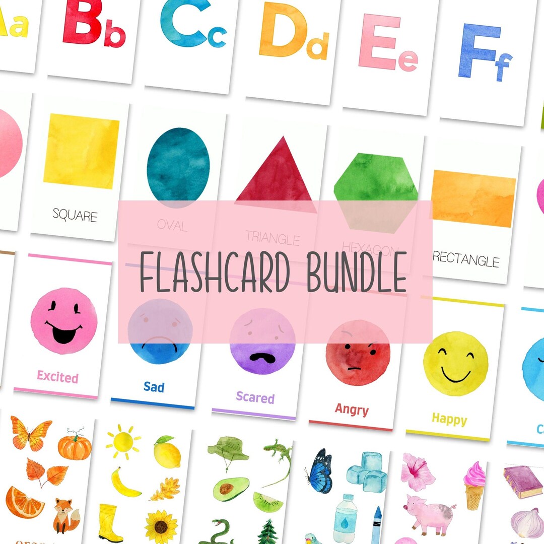 Printable Toddler Flashcard Bundle | ABC Flashcards | Shapes, Colors ...