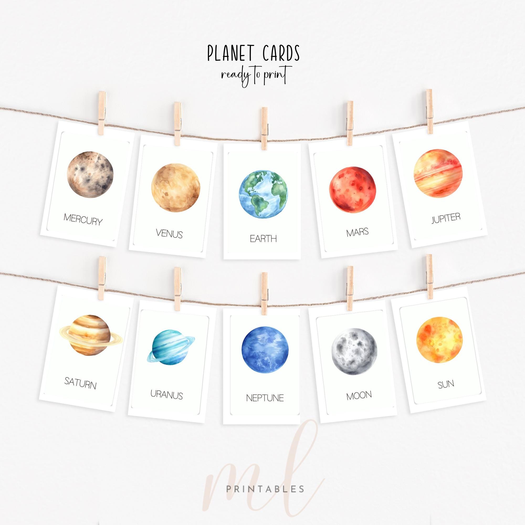 Planet Flashcards Solar System Flashcards Printable Montessori ...