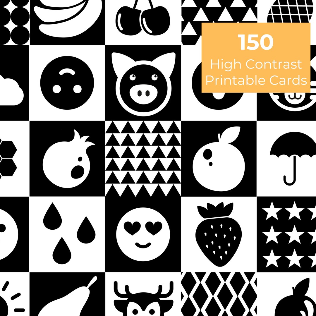 High Contrast Flashcards for Babies | Black and White Visual ...