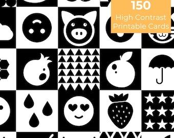 Printable Sensory Cards for Baby Visual Stimulation Cards High Contrast ...
