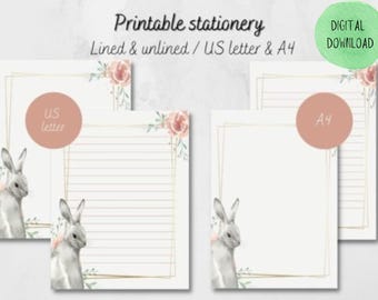 Printable Easter Bunny Letter Writing Paper, Easter Writing Paper ...