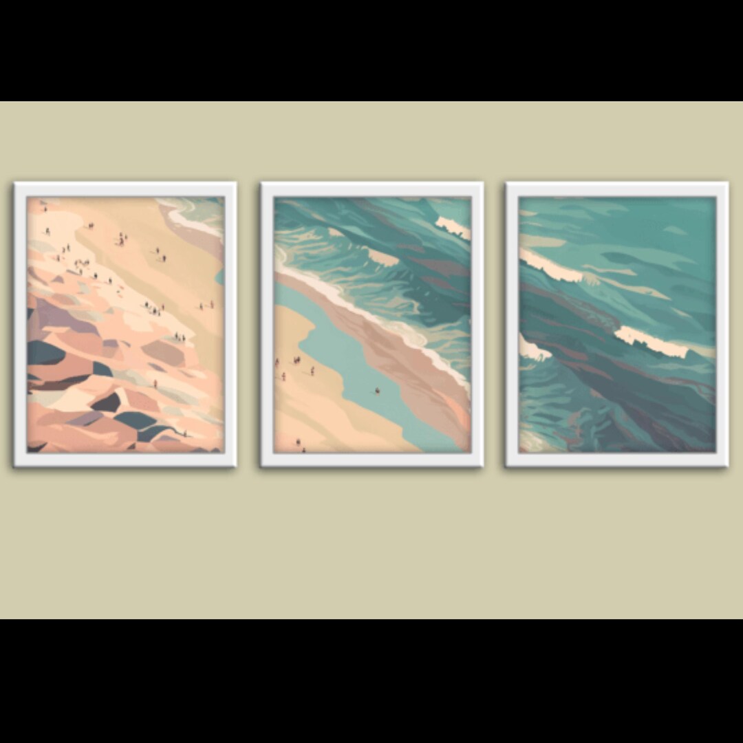 Coastal Beach Wall Art Set | Digital Download | Modern Ocean Printables ...